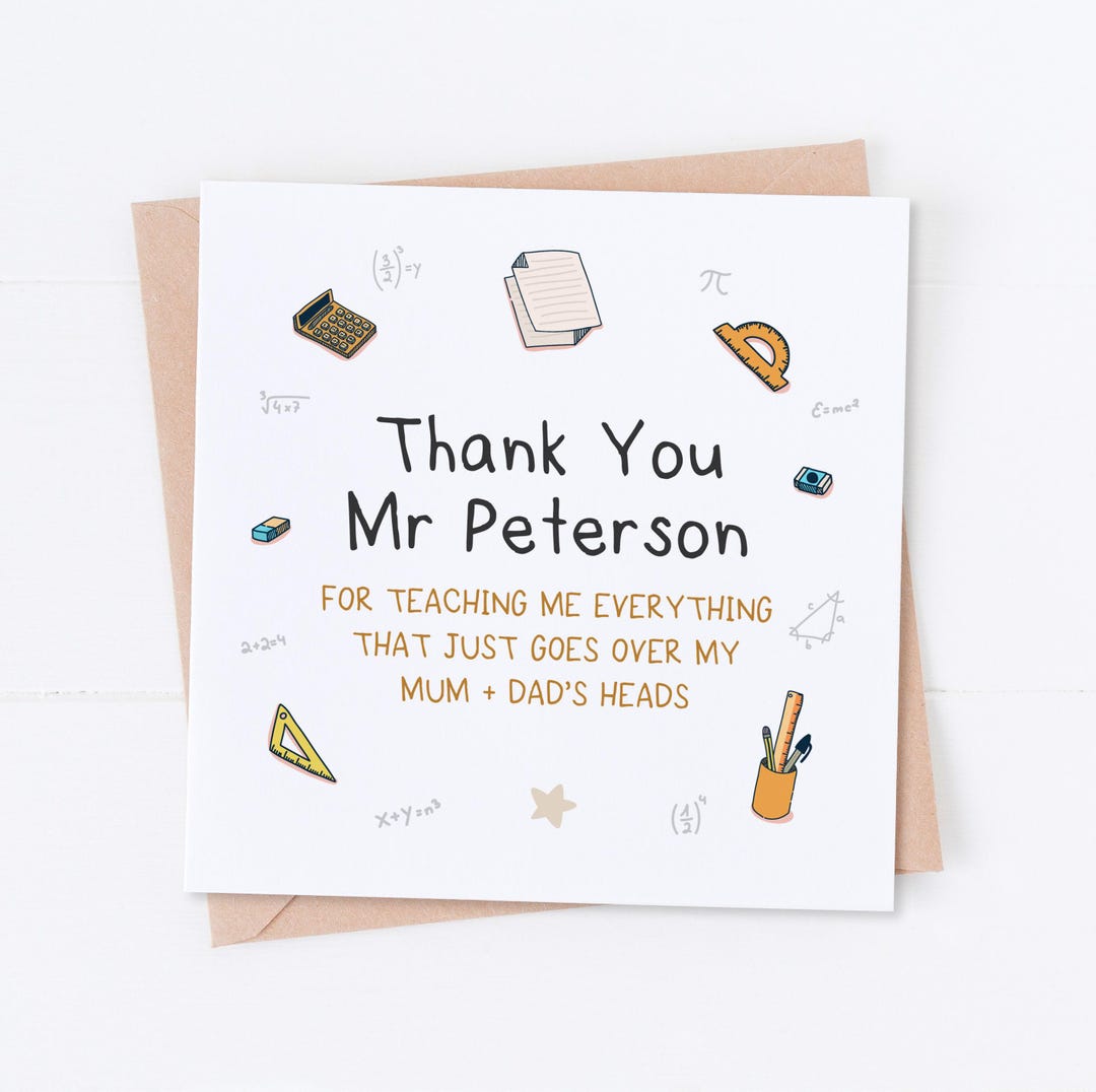 Funny Thank You Teacher Card, Personalised Teacher Card, Best Teacher ...