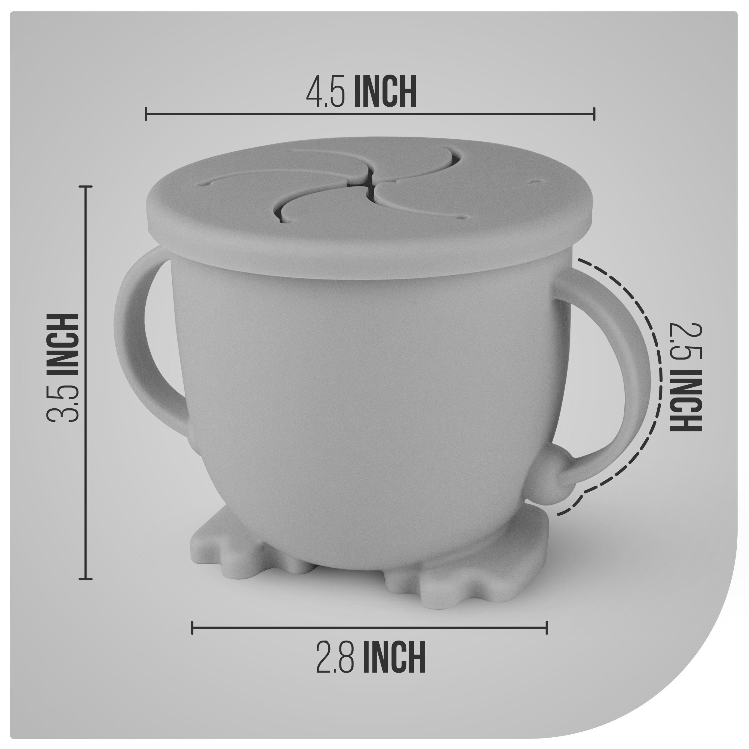 Toddler Spill Proof Snack Cup Silicone BPA Free Soft Feel With Handles ...