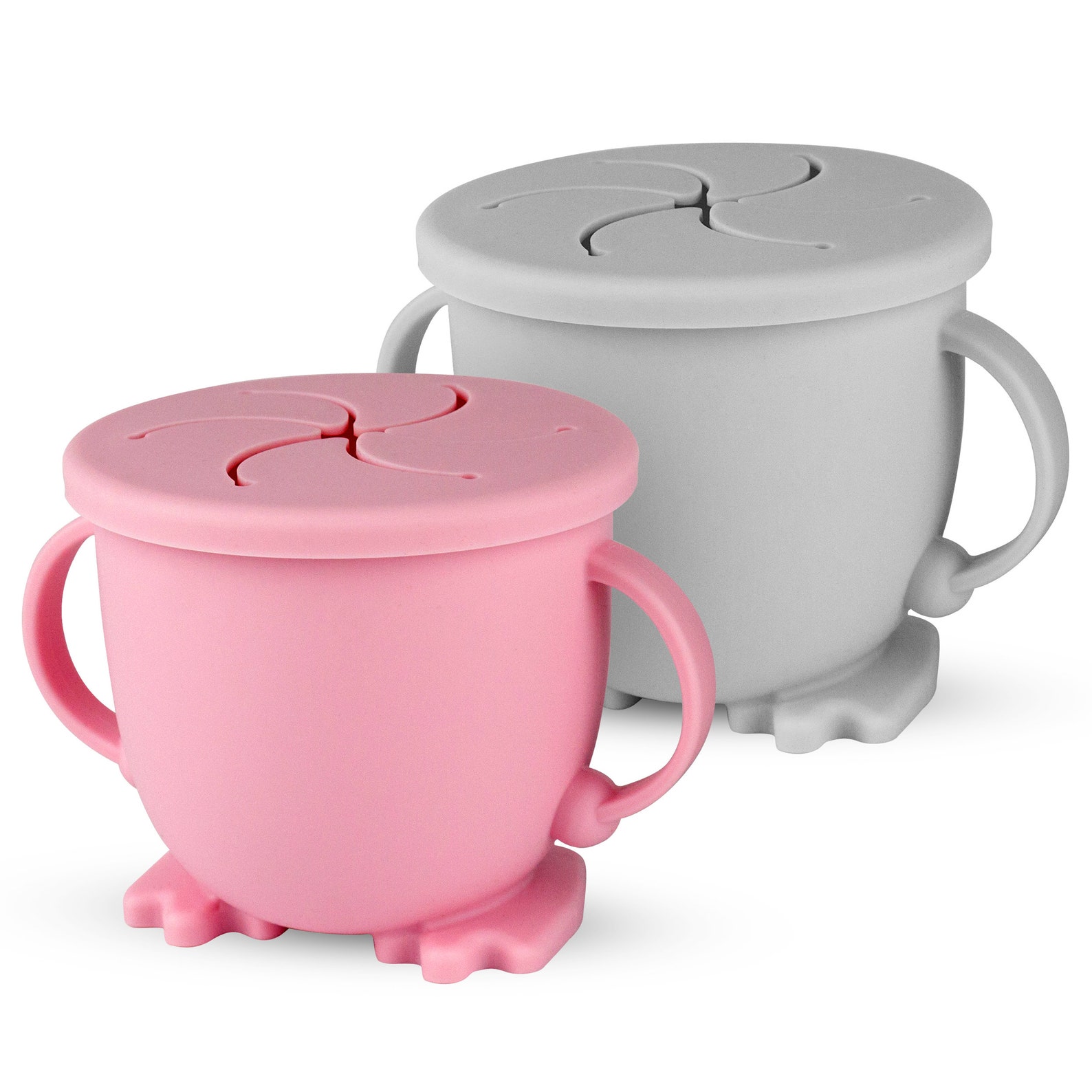 Toddler Spill Proof Snack Cup Silicone BPA Free Soft Feel With Handles ...