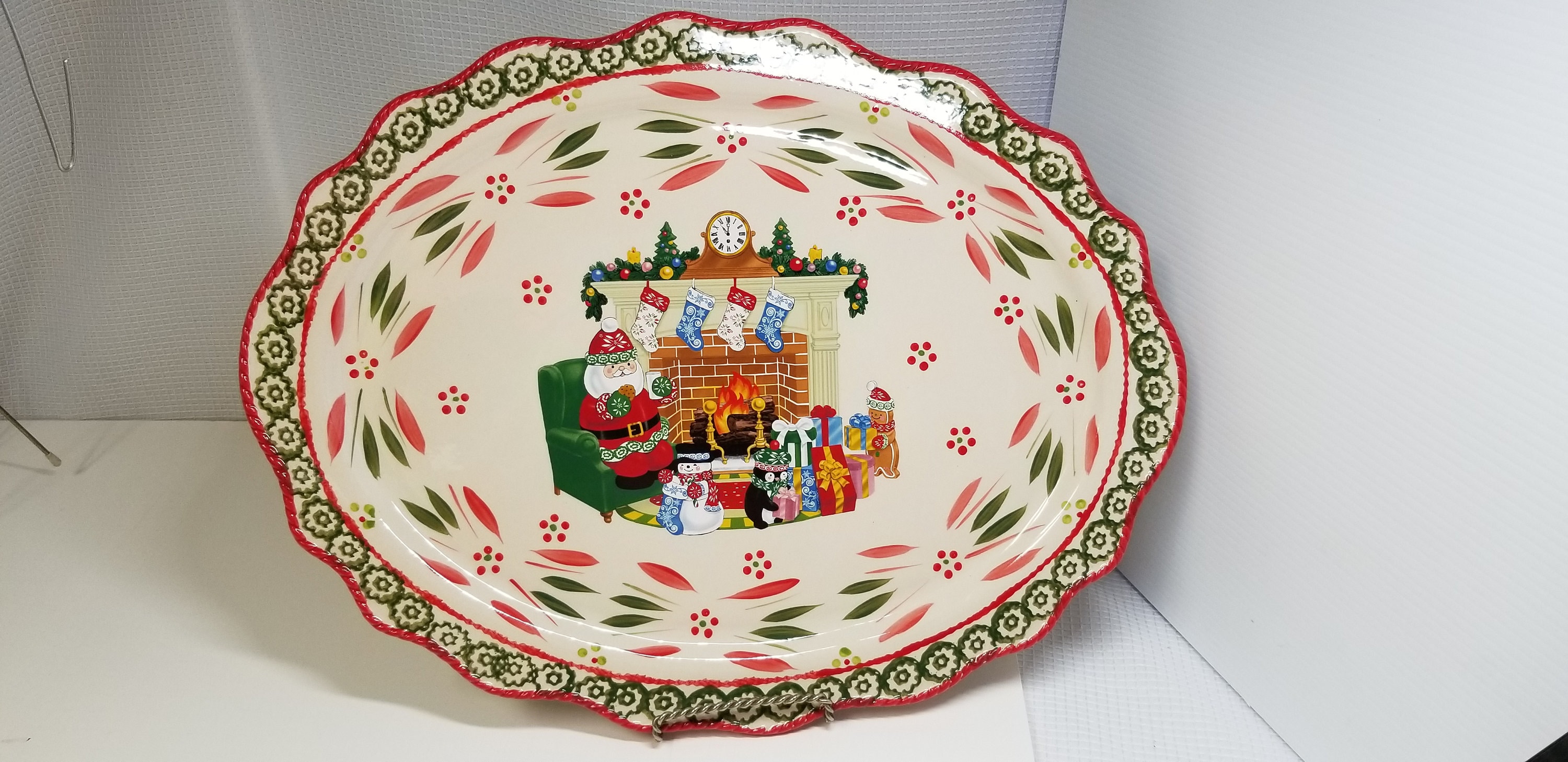 Temptations Old World Oval Holiday Platter 18 X 14 With Stand - Etsy