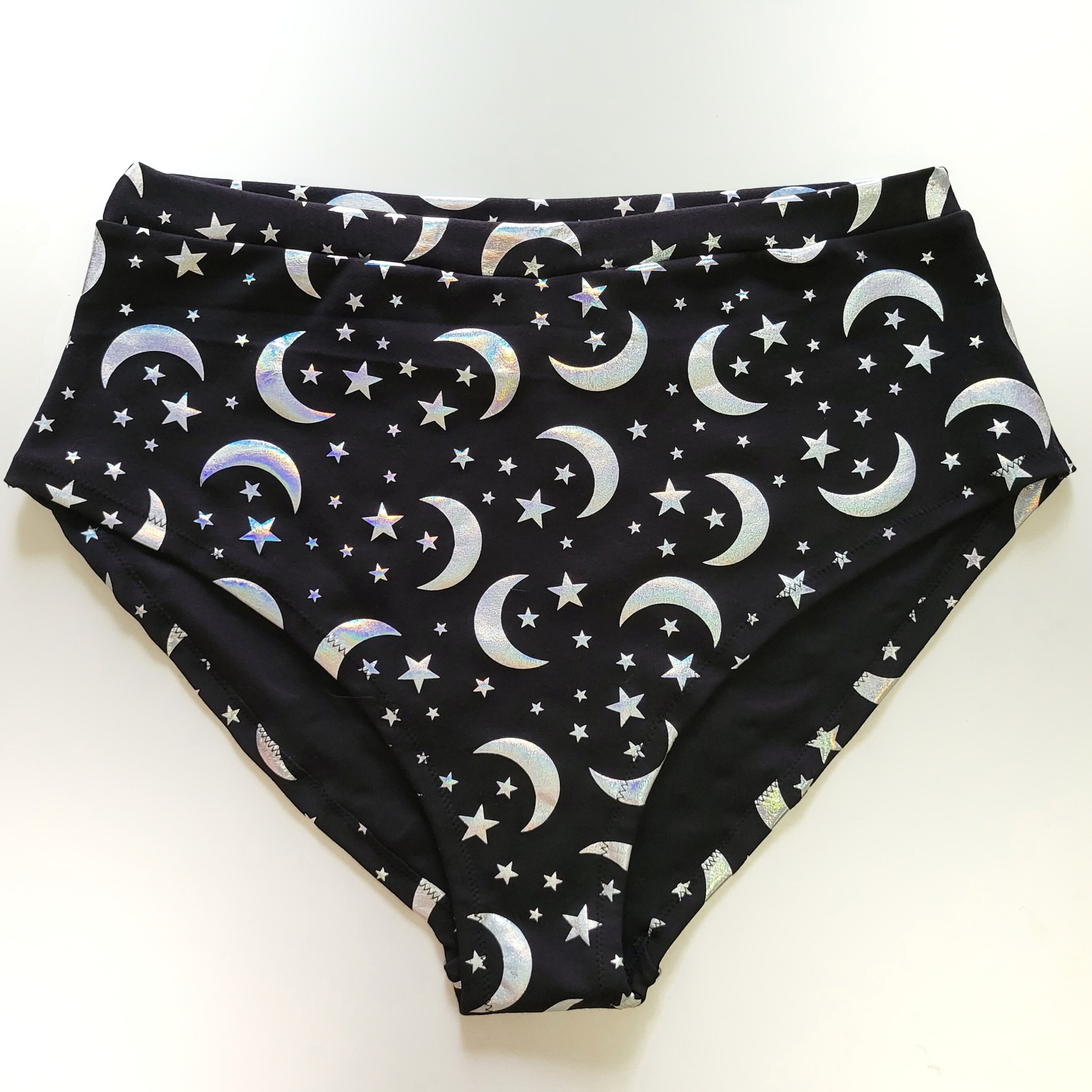 Plus Size Underwear Cheeky High Waisted Brief Holographic Moon & Stars ...