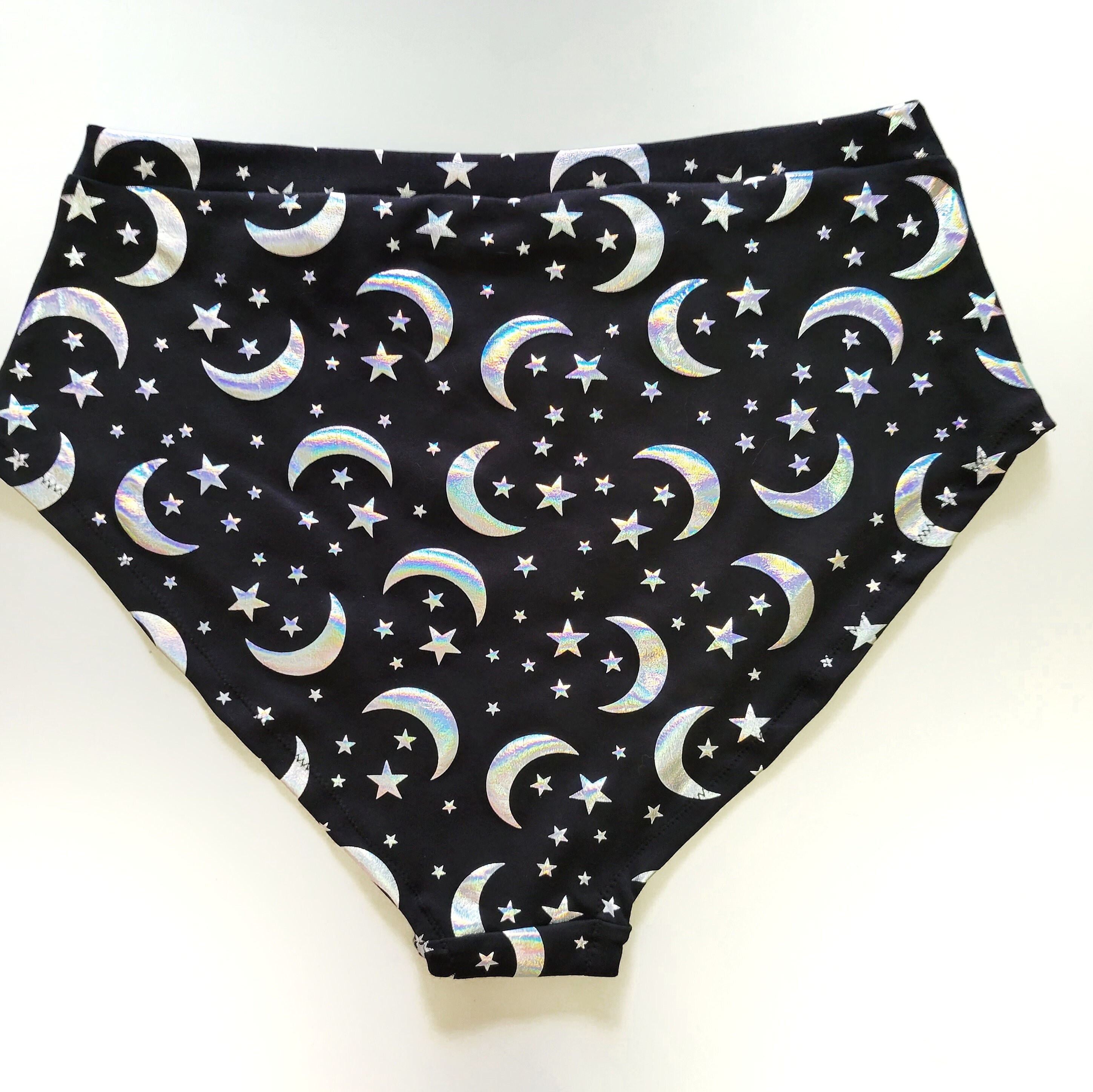 Plus Size Underwear Cheeky High Waisted Brief Holographic Moon & Stars ...