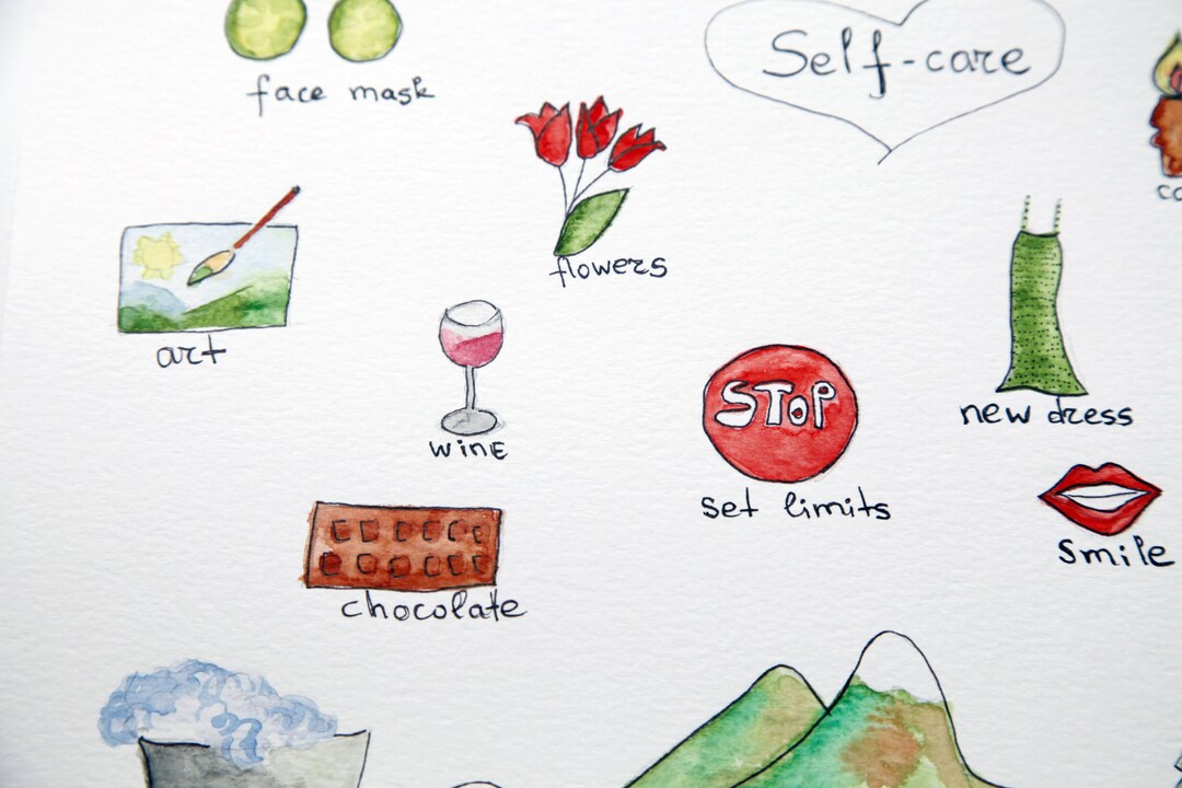 Self-care Wall Art How to Take Care of Yourself Art Print Original ...