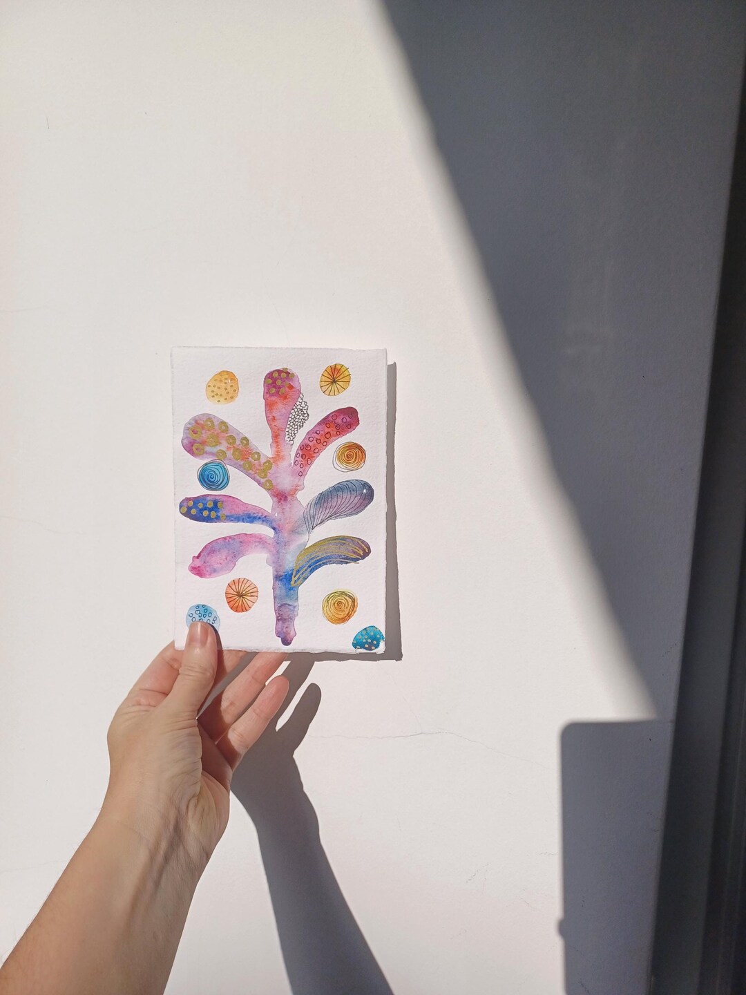 Original Small Abstract Watercolor and Ink Painting, Hand-painted ...