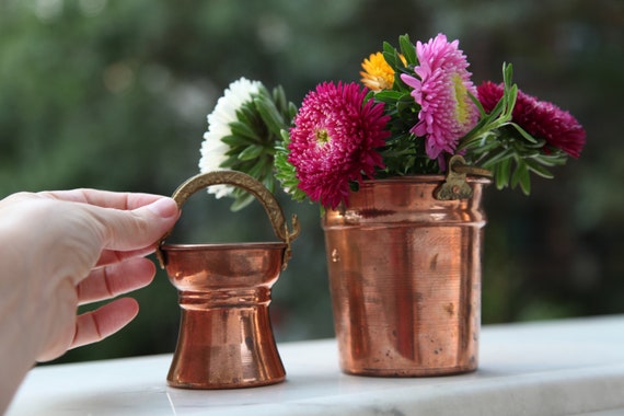 Rustic Home Decor Small Copper Pot Vintage Cauldron Vase Mini | Etsy