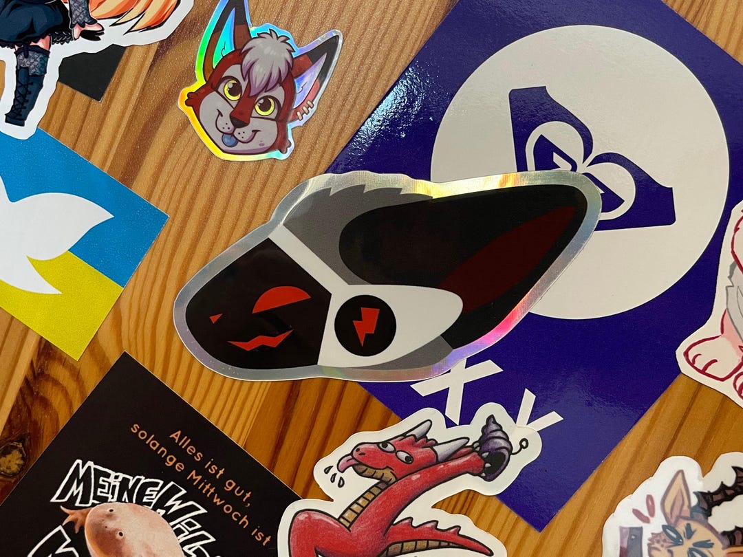 Holo Proto Sticker | Ca. 85x45mm | Holographic Iridescent Protogen Head ...