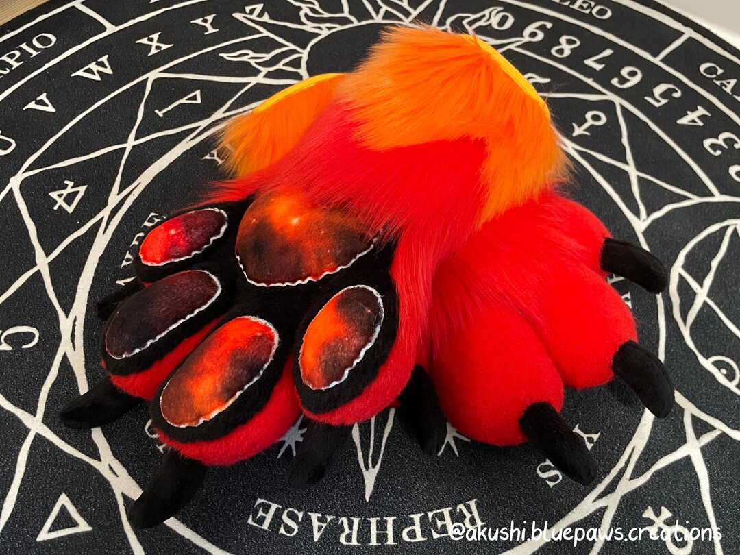 Lava Theme Premade Fursuit Paws Handpaws Puffy Paws One Size One Size ...