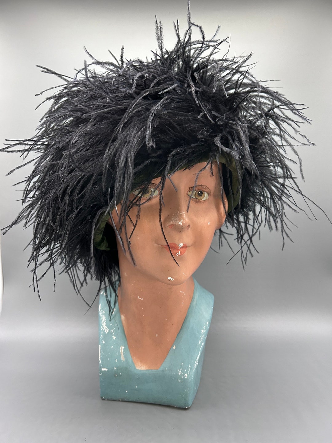Vintage Ostrich Feather Wig Hat - Etsy