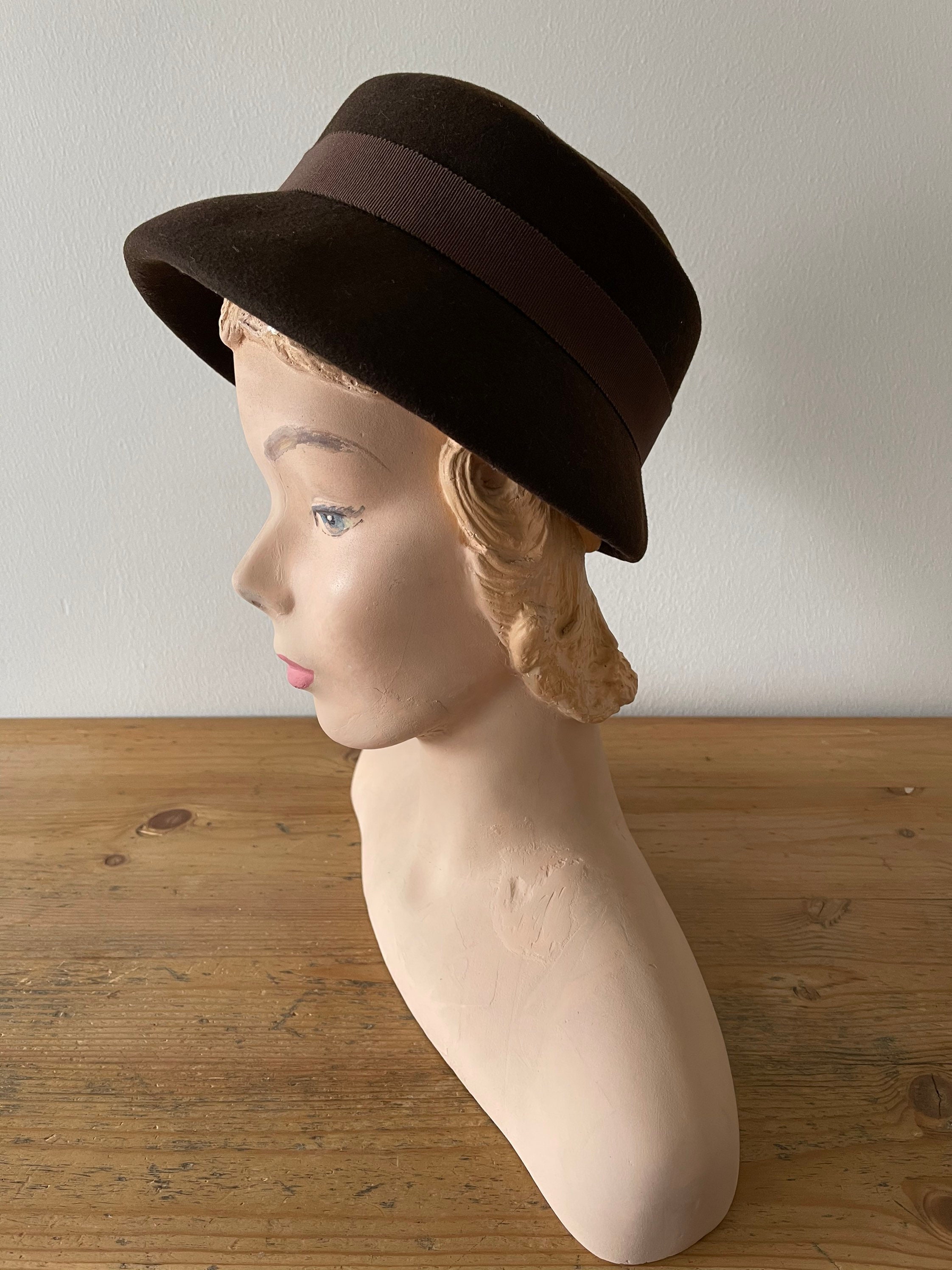 Vintage 1950s Miss Marple Wool Felt Bonnet - Etsy