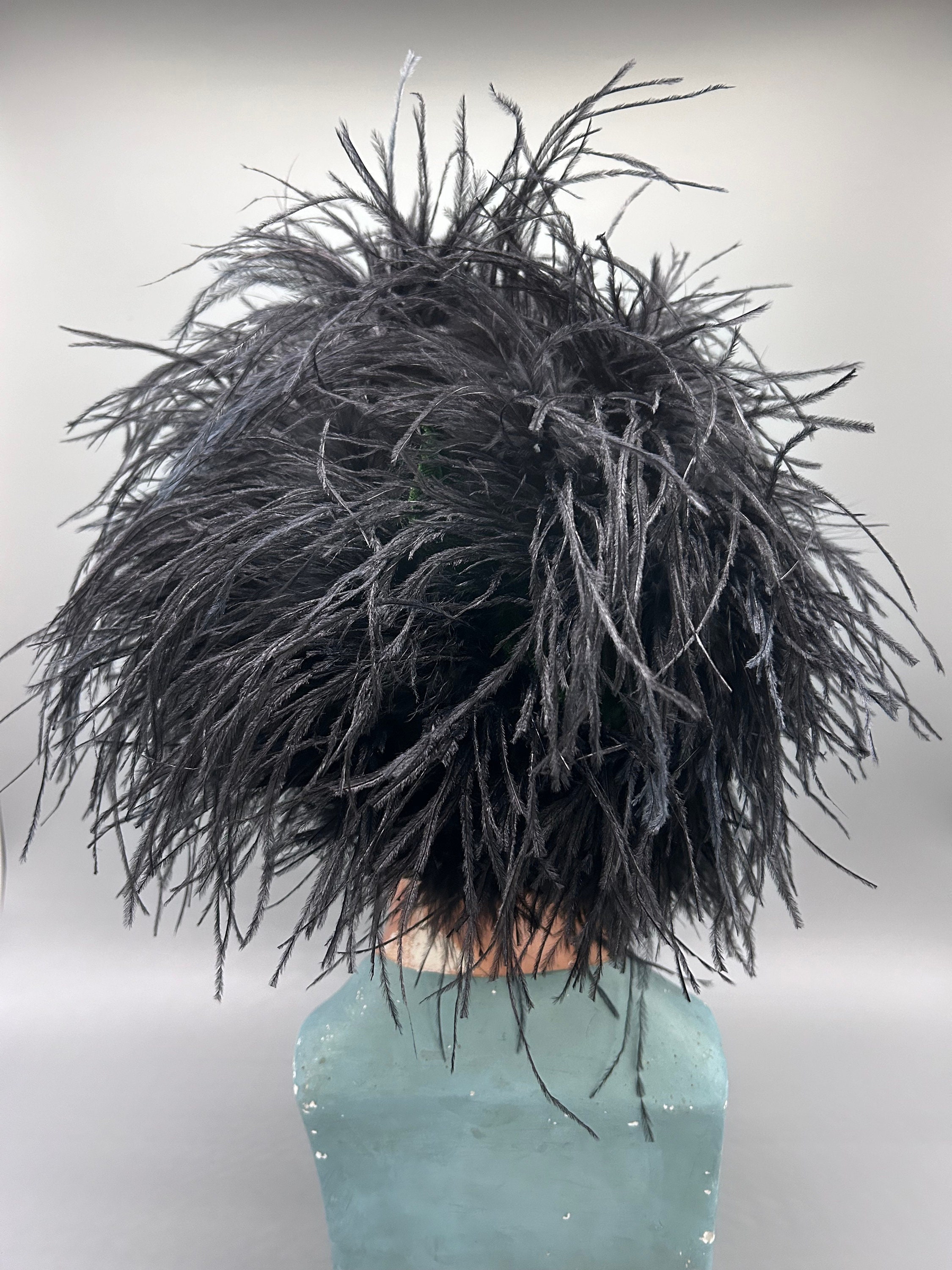 Vintage Ostrich Feather Wig Hat - Etsy