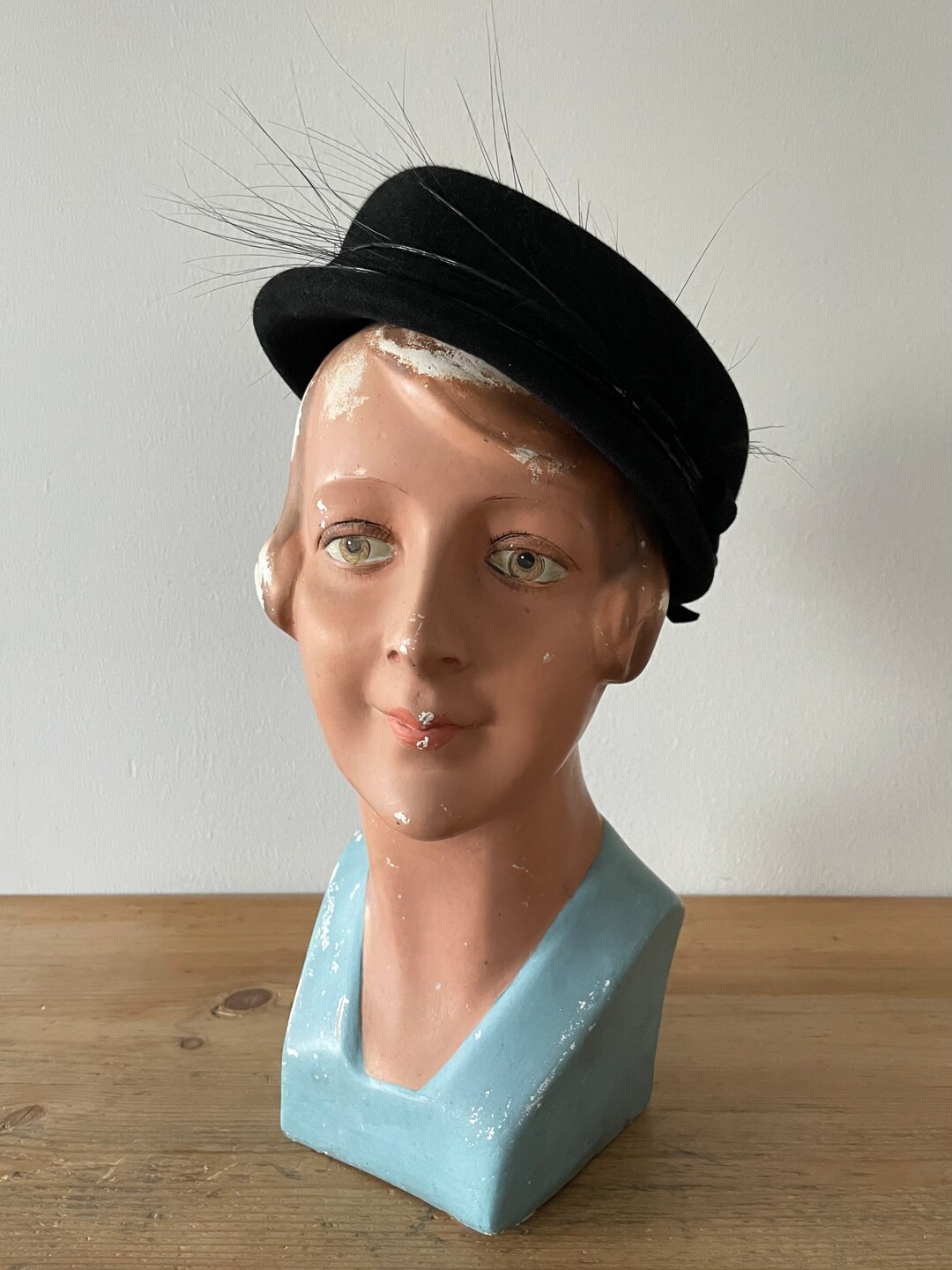 Vintage 1950s Black Fur Felt Cap - Etsy