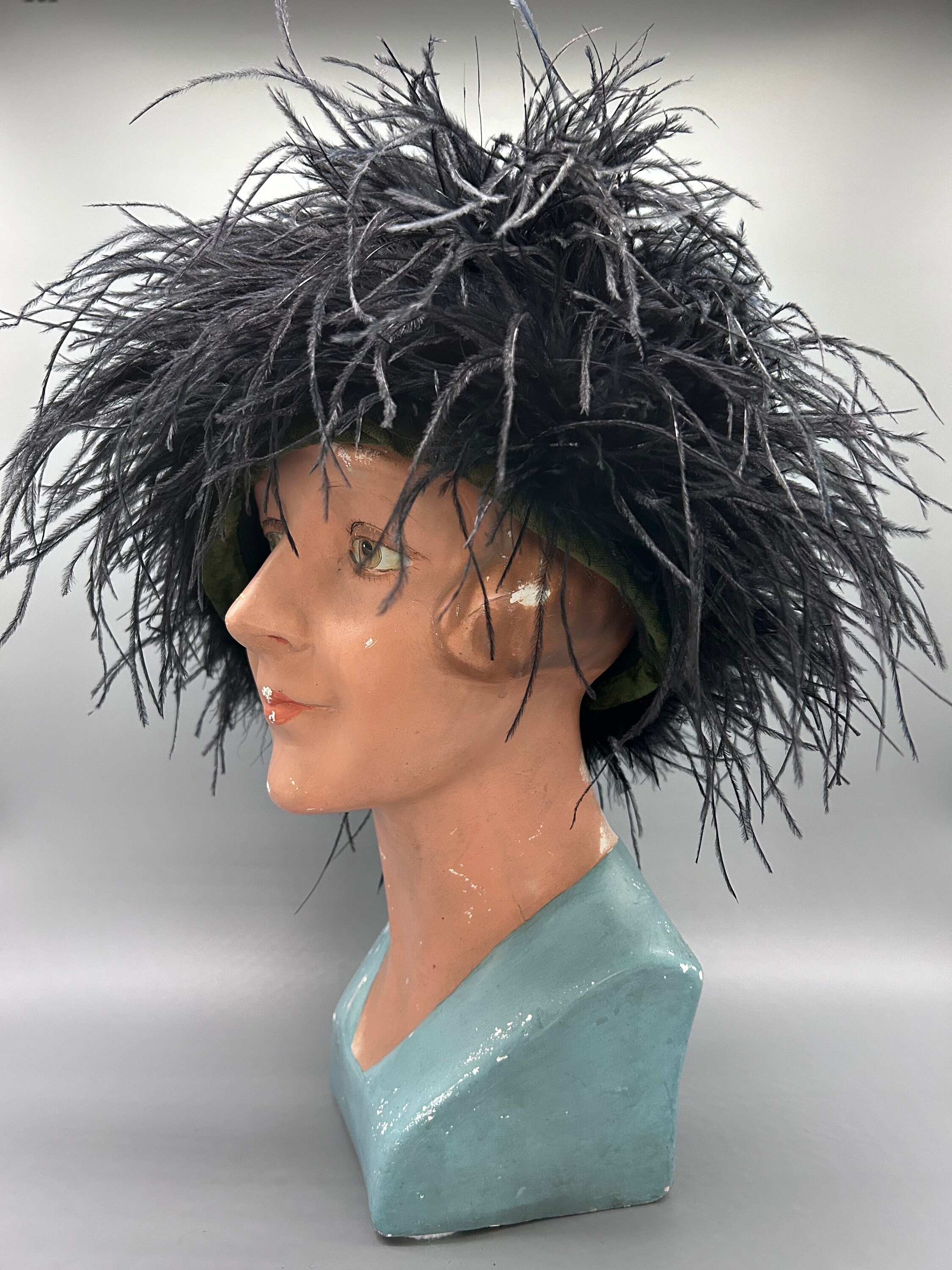 Vintage Ostrich Feather Wig Hat - Etsy