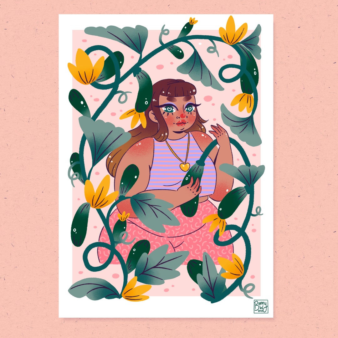 Courgette A5 A4 A3 Print Fat Liberation Body Positive Cozy Joyful ...