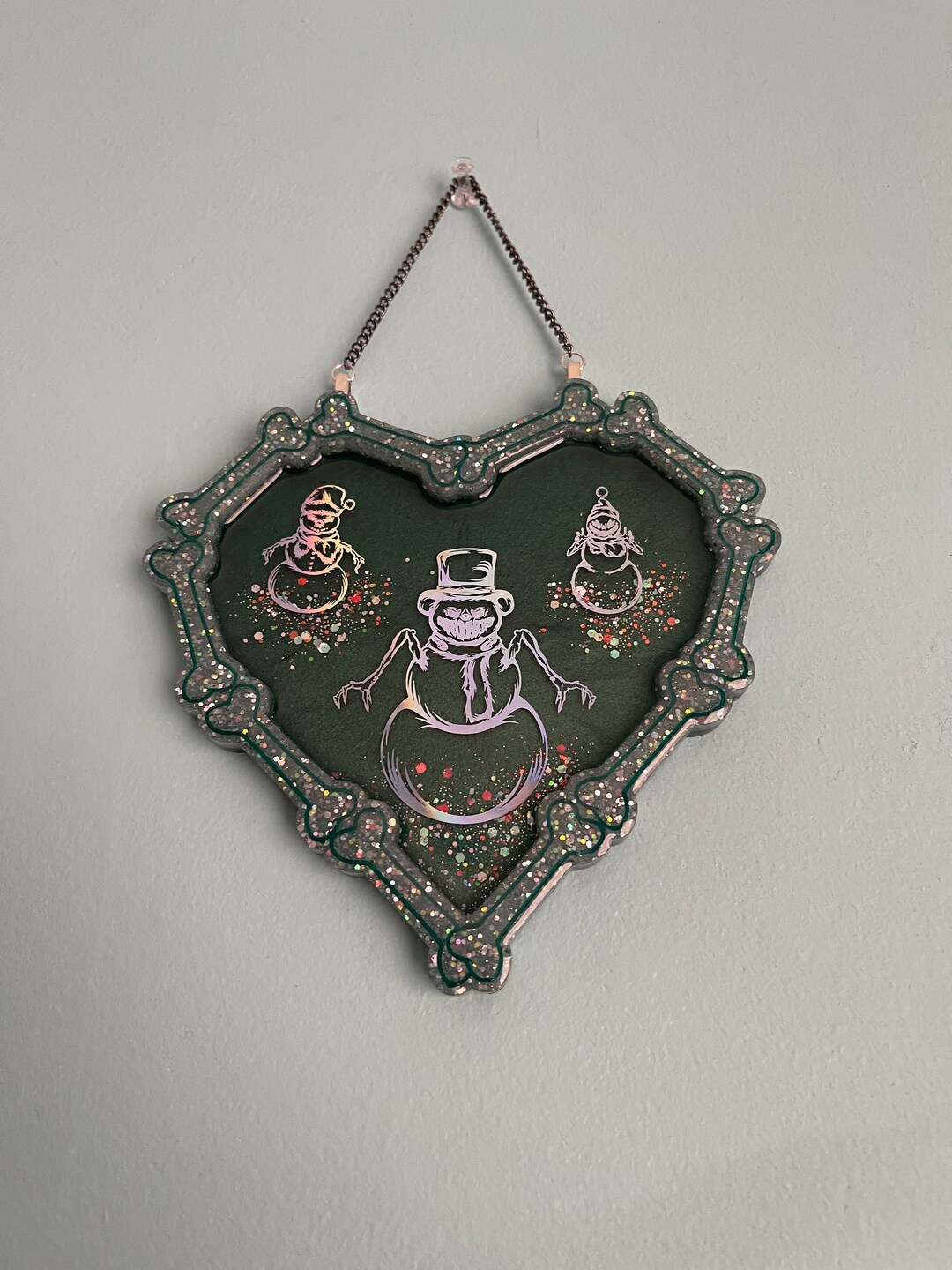 Evil Snowman Bone Heart Wall Hanging Green, Spooky Christmas - Etsy
