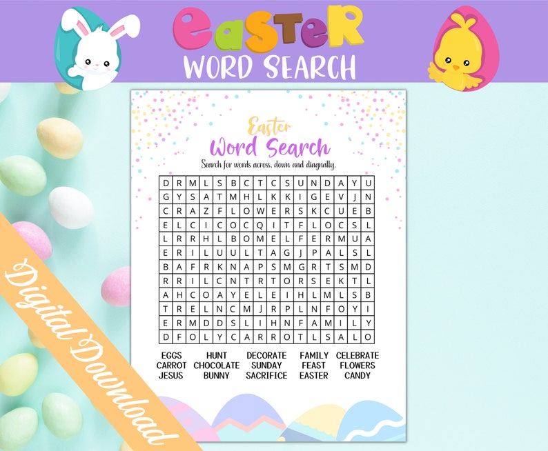 Printable Easter Word Search Game, Easter Activity, Instant Download - Etsy