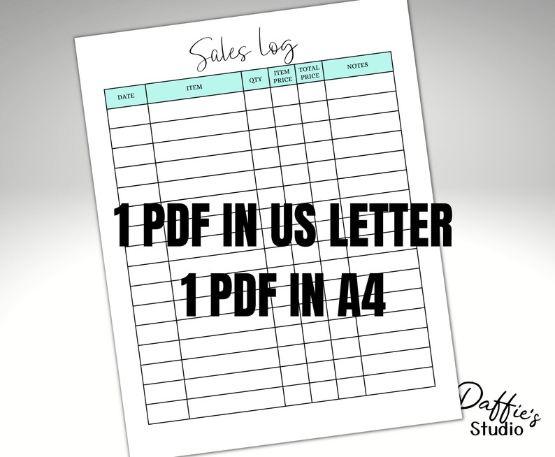Sales Log Sales Tracker Order Tracker Instant Digital - Etsy