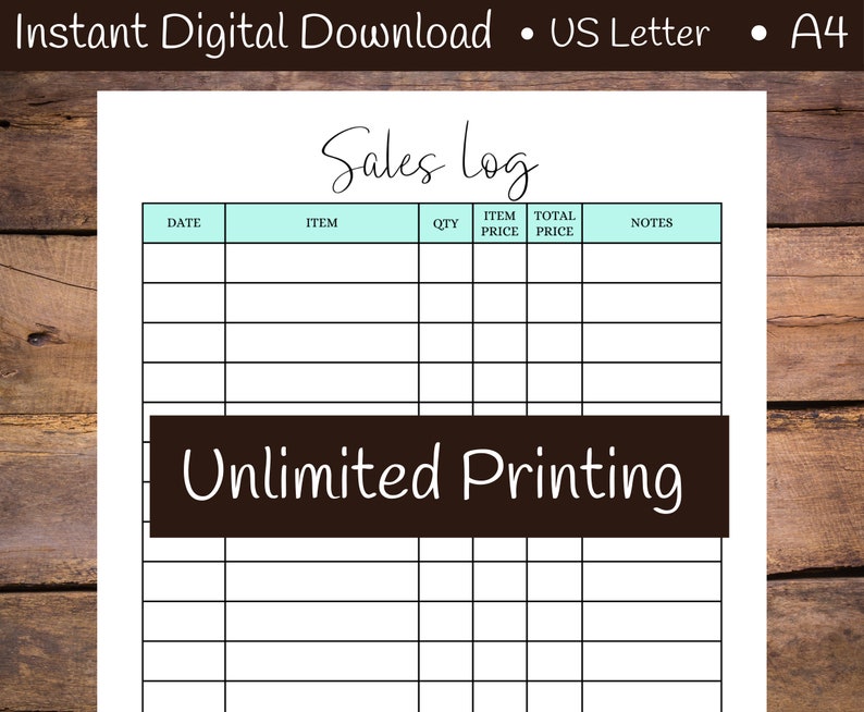 Sales Log Sales Tracker Order Tracker Instant Digital - Etsy