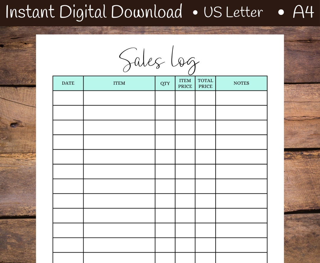 Sales Log, Sales Tracker, Order Tracker, Instant Digital Download, US ...