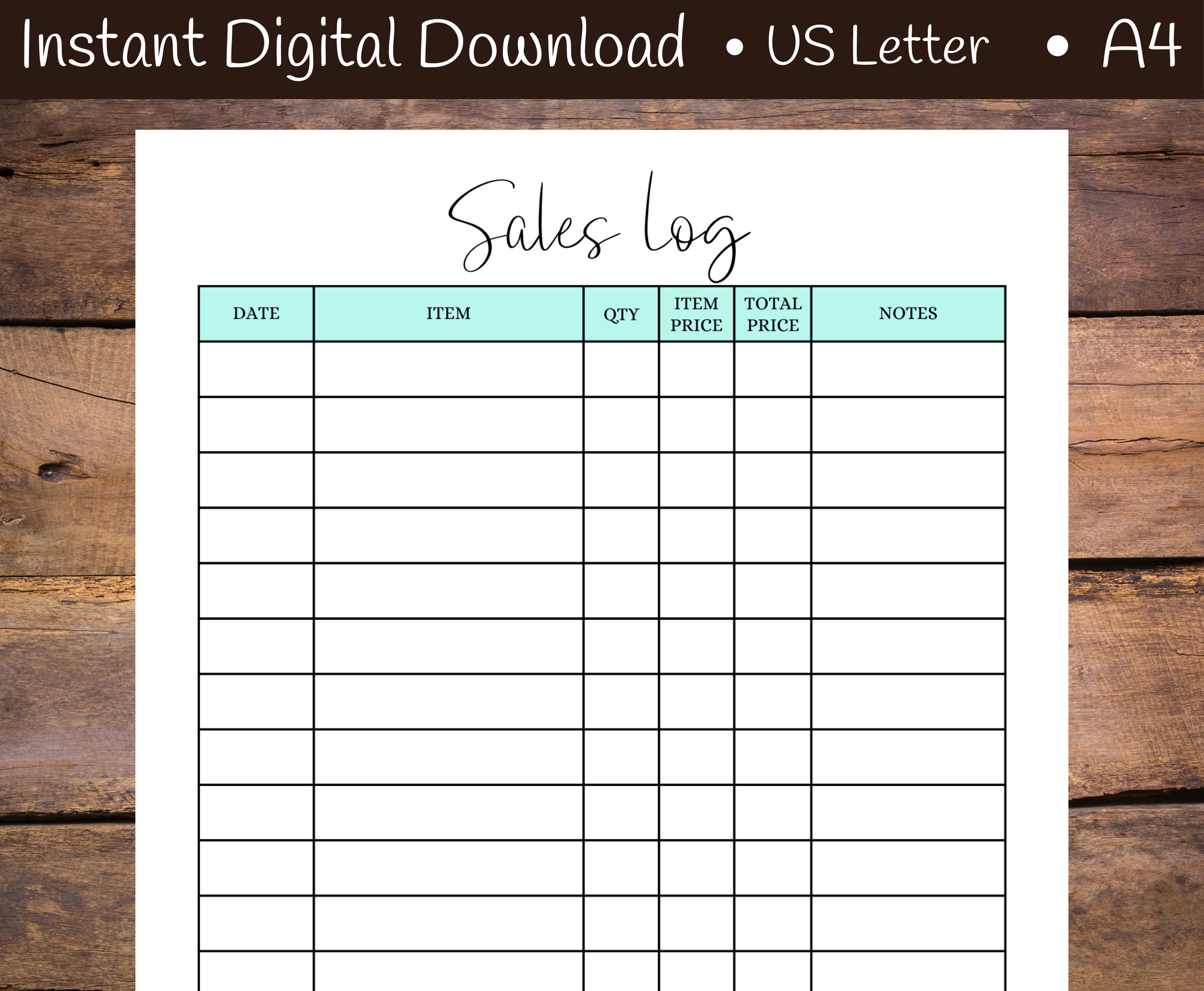 Sales Log, Sales Tracker, Order Tracker, Instant Digital Download, US ...