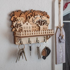 Handmade Wooden Key Holder Wall Mounted Racks for Home Storage Hooks ...