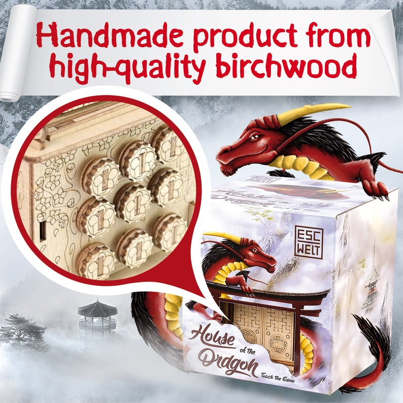 House of Dragon Puzzle Box - Unique Gift for Birthday - Brainteaser ...