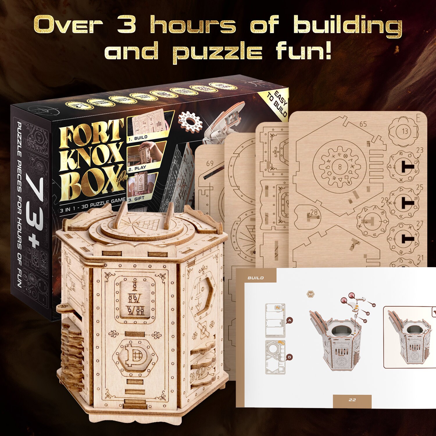 Fort Knox Box PRO 3D Puzzle Game 3-en-1 Wooden Puzzle Box - Etsy México