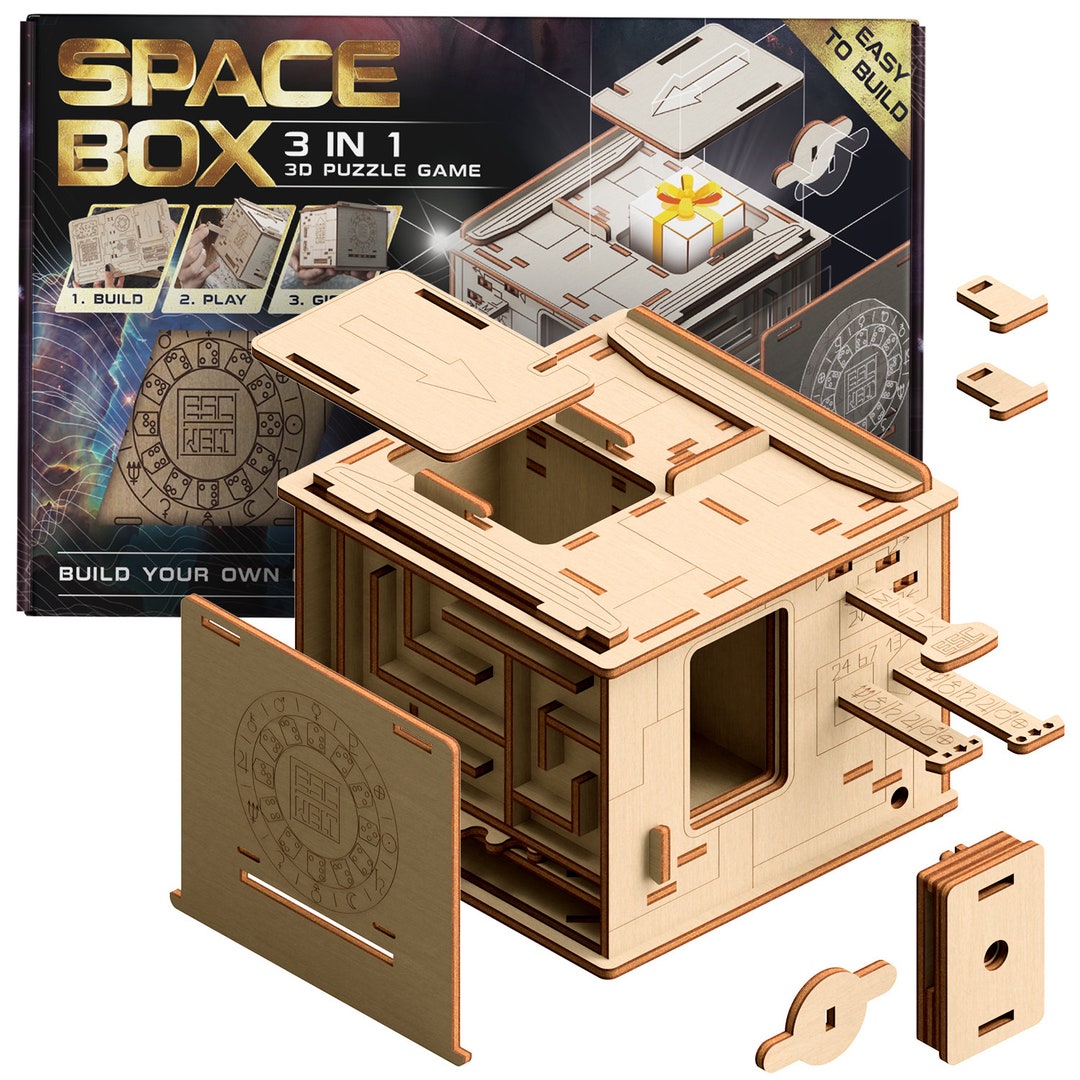 Space Box 3D Puzzle Game 3-in-1 Wooden Puzzle Box Game - Etsy