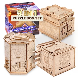 Trio Boxes Set - Escape Room in a Box - Brain Teaser Puzzles for Adults ...
