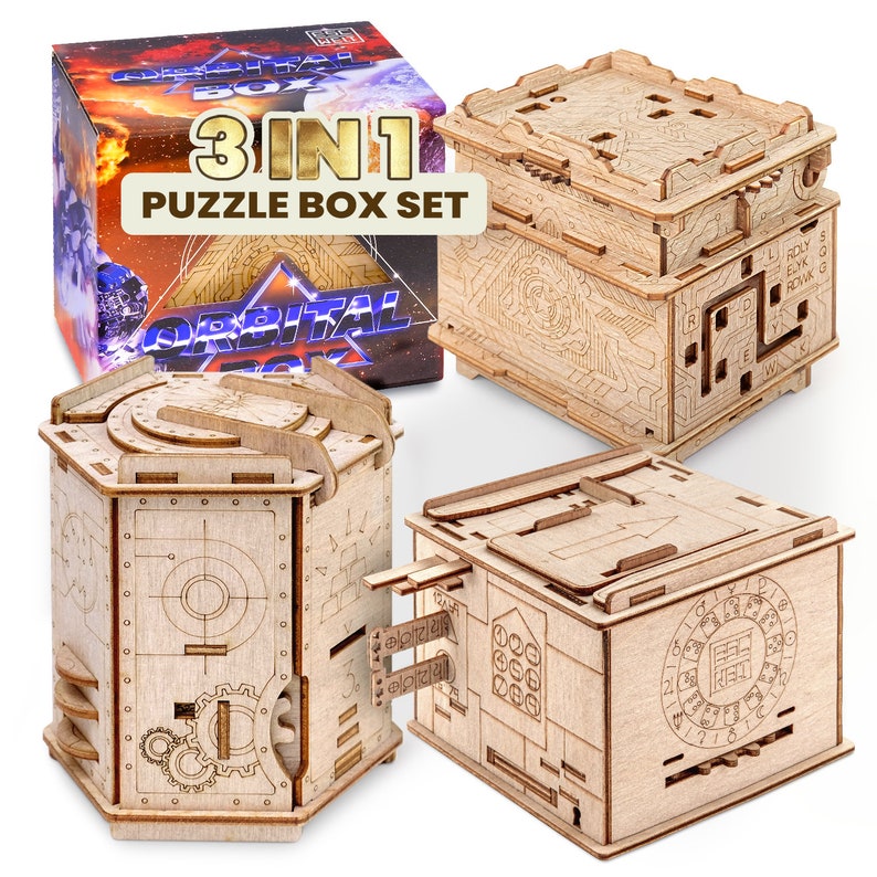 Trio Boxes Set Escape Room in a Box Brain Teaser Puzzles for Adults ...