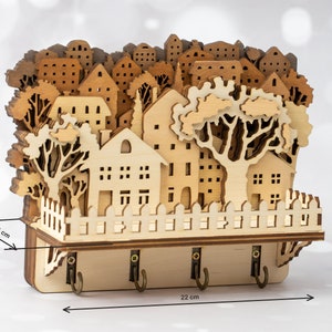 Handmade Wooden Key Holder Wall Mounted Racks for Home Storage Hooks ...