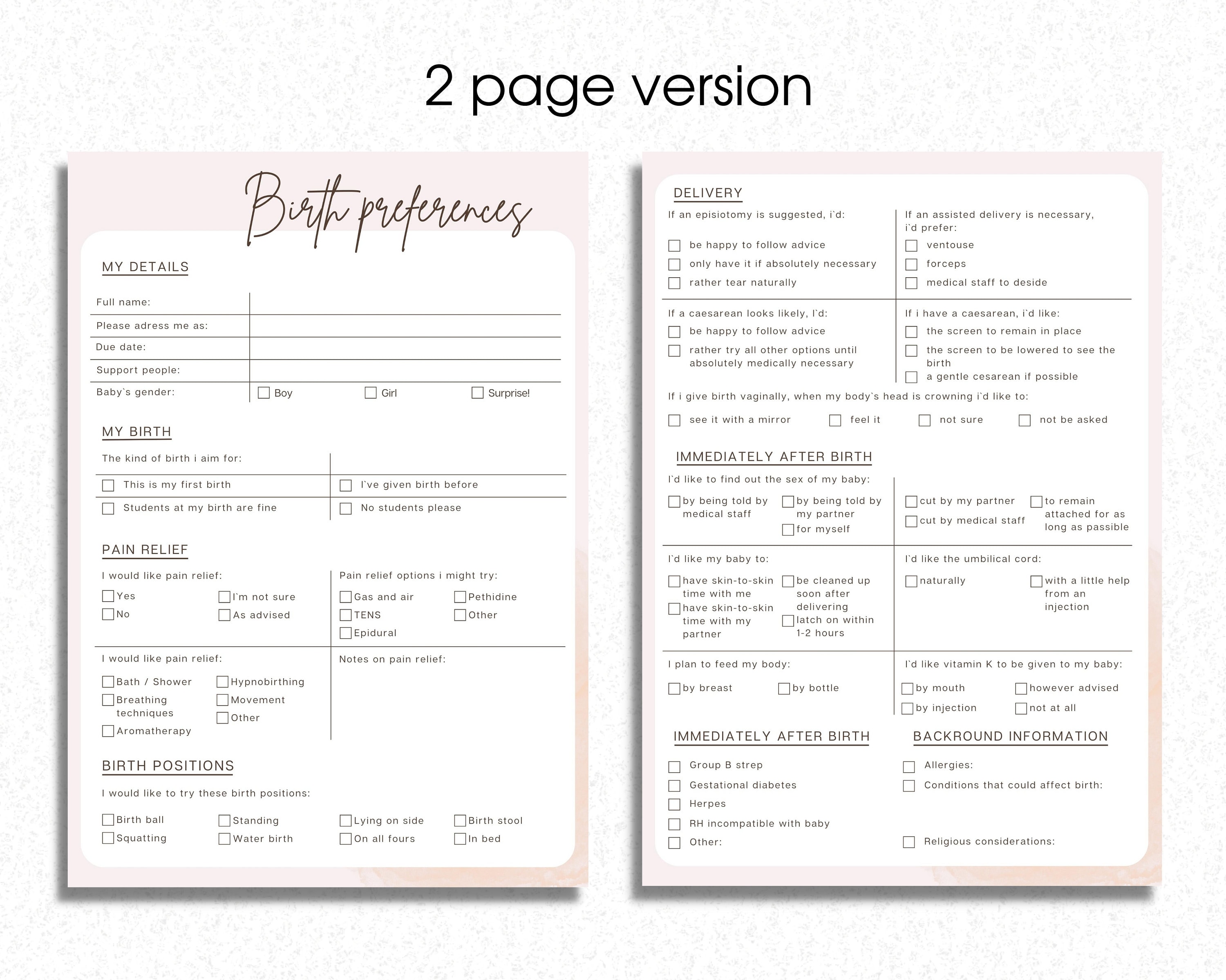 Plantilla de plan de parto PDF CANVA Plantilla de plan de - Etsy México