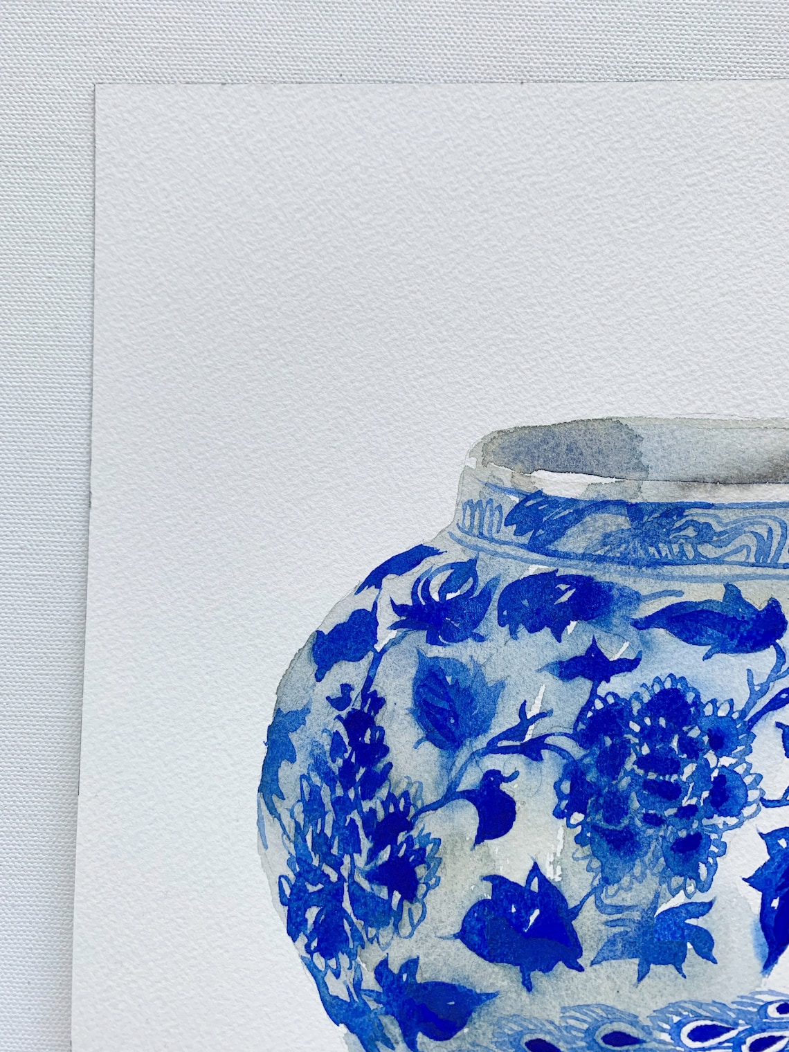 Original Watercolor Ginger Jar Painting Ginger Jar With Bird - Etsy