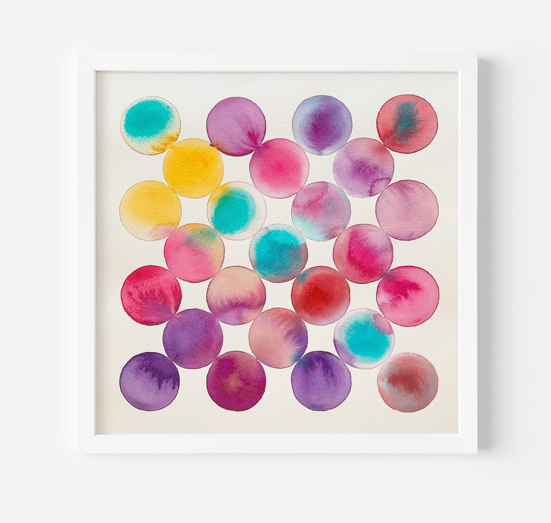 Original Square Abstract Watercolor Painting Circles Abstract Painting ...