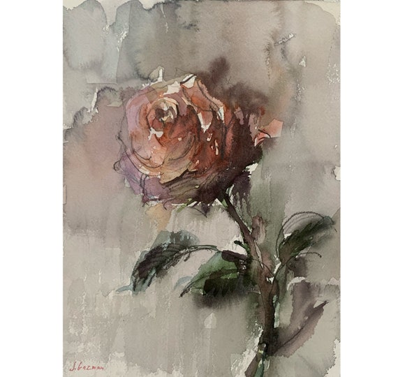 Watercolor Painting Art & Collectibles 9x12 abstract watercolor rose ...