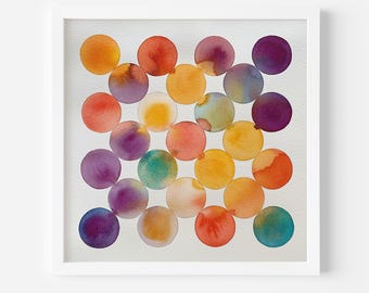 Original Square Abstract Watercolor Art Color Wheel Abstract Painting ...