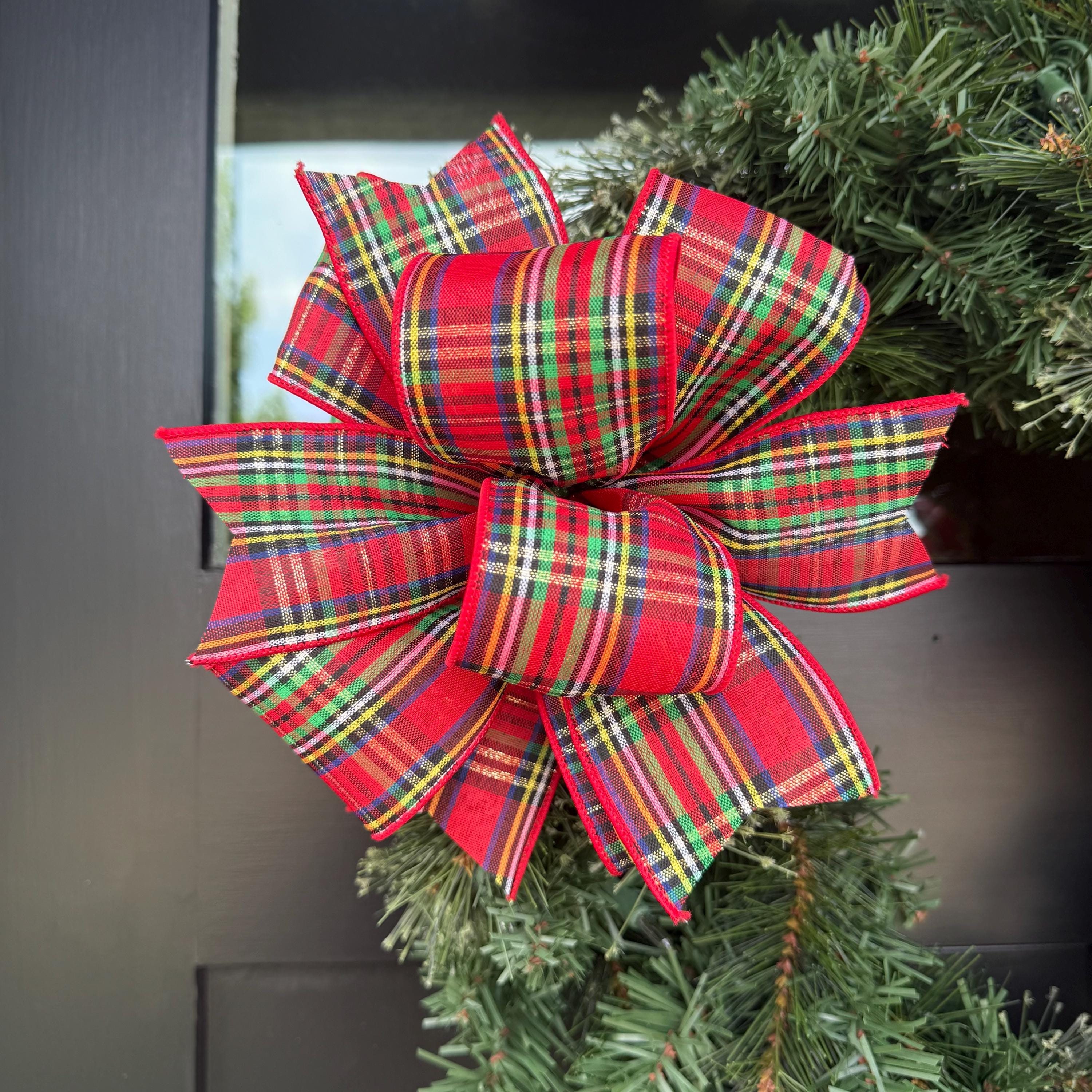 Red Plaid Bow - 4 Pack of Round Christmas Bows - Garland and Banister ...