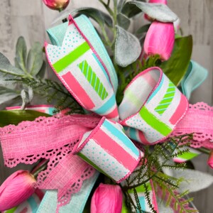 Tulip Lantern Swag, Spring Topper for Lantern in Pink and Blue, Soft ...