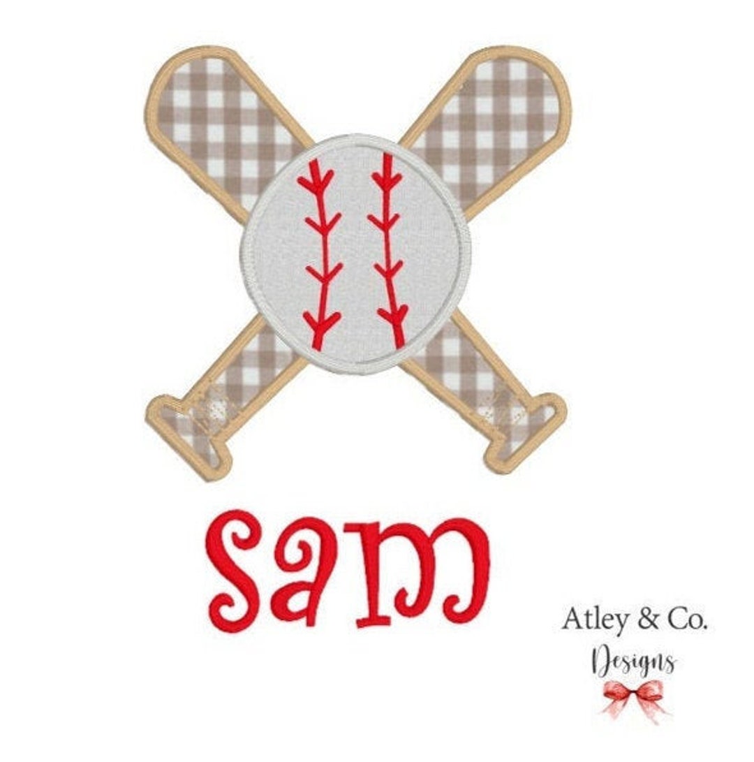 Baseball Applique Design | Baseball Bat Applique Design | 5x7 6x10 8x8 ...