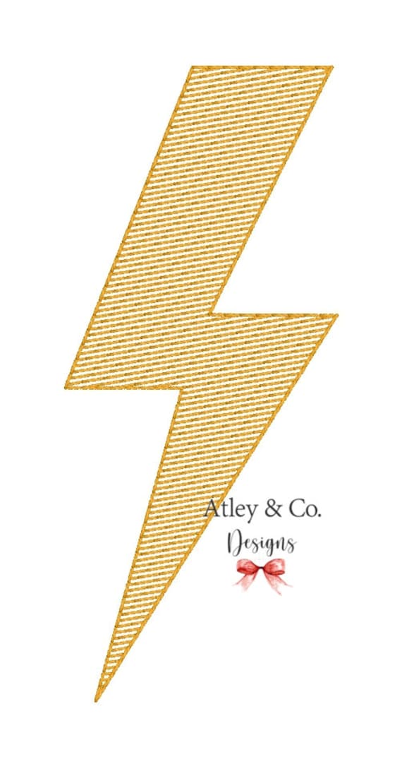 Lightning Bolt Embroidery Design Sketch Fill Design - Etsy
