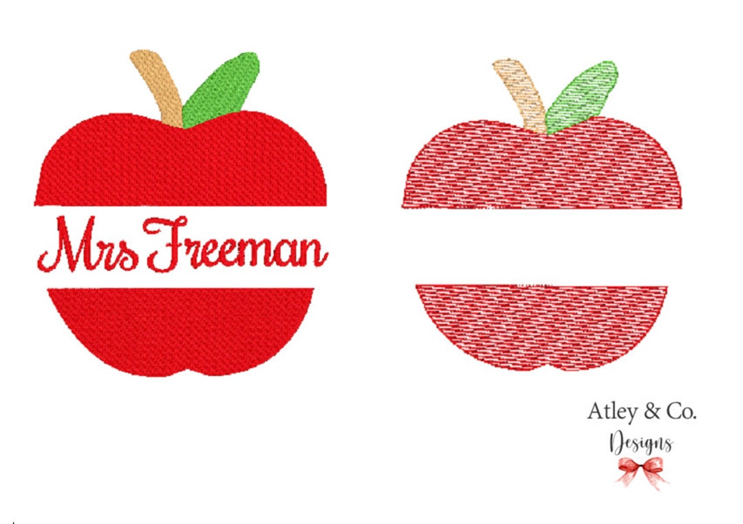 Personalized Apple Embroidery Design | Apple Sketch Embroidery Design ...