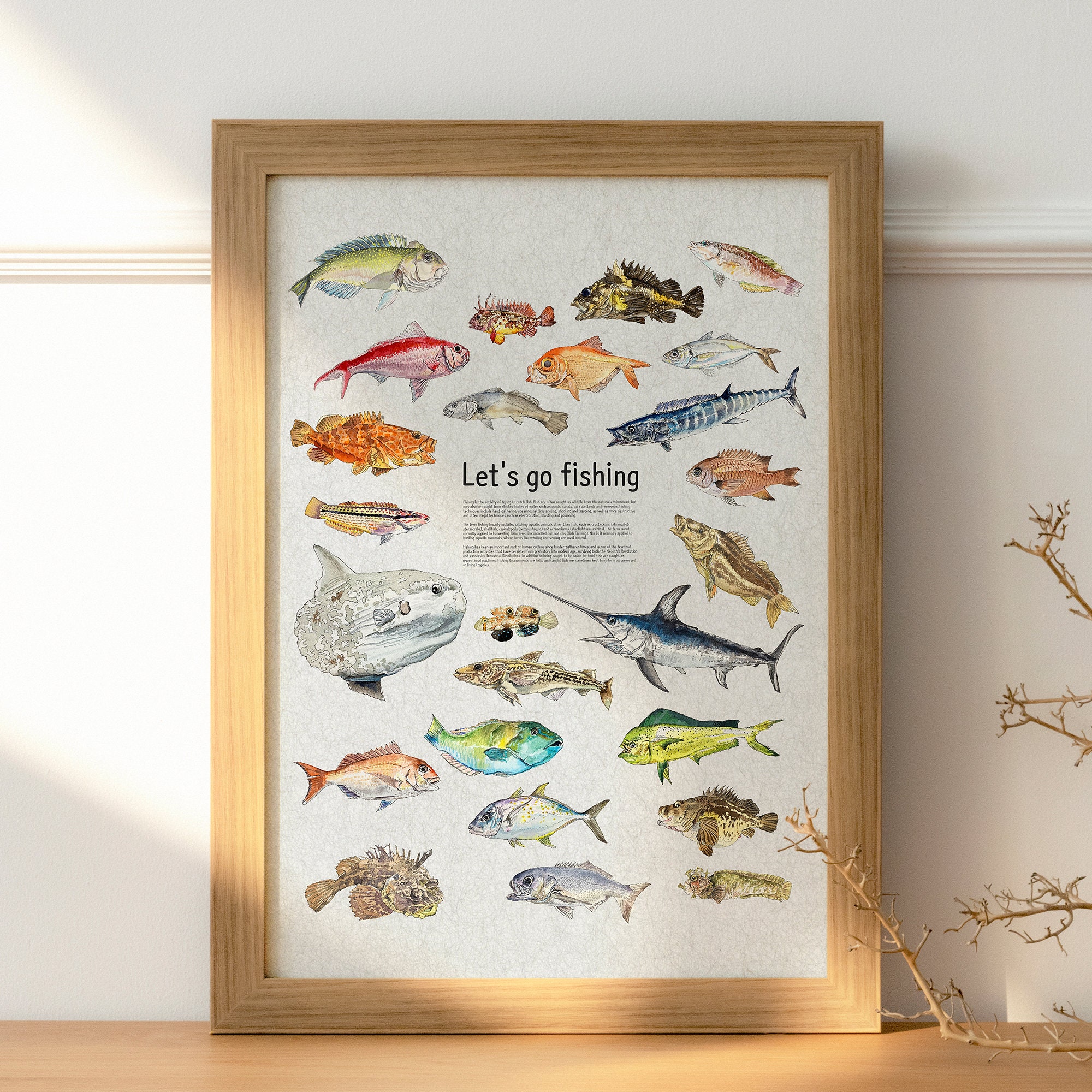PRINTABLE Fish Watercolor Prints, Poster, Fish Painting, Fishing Angler ...