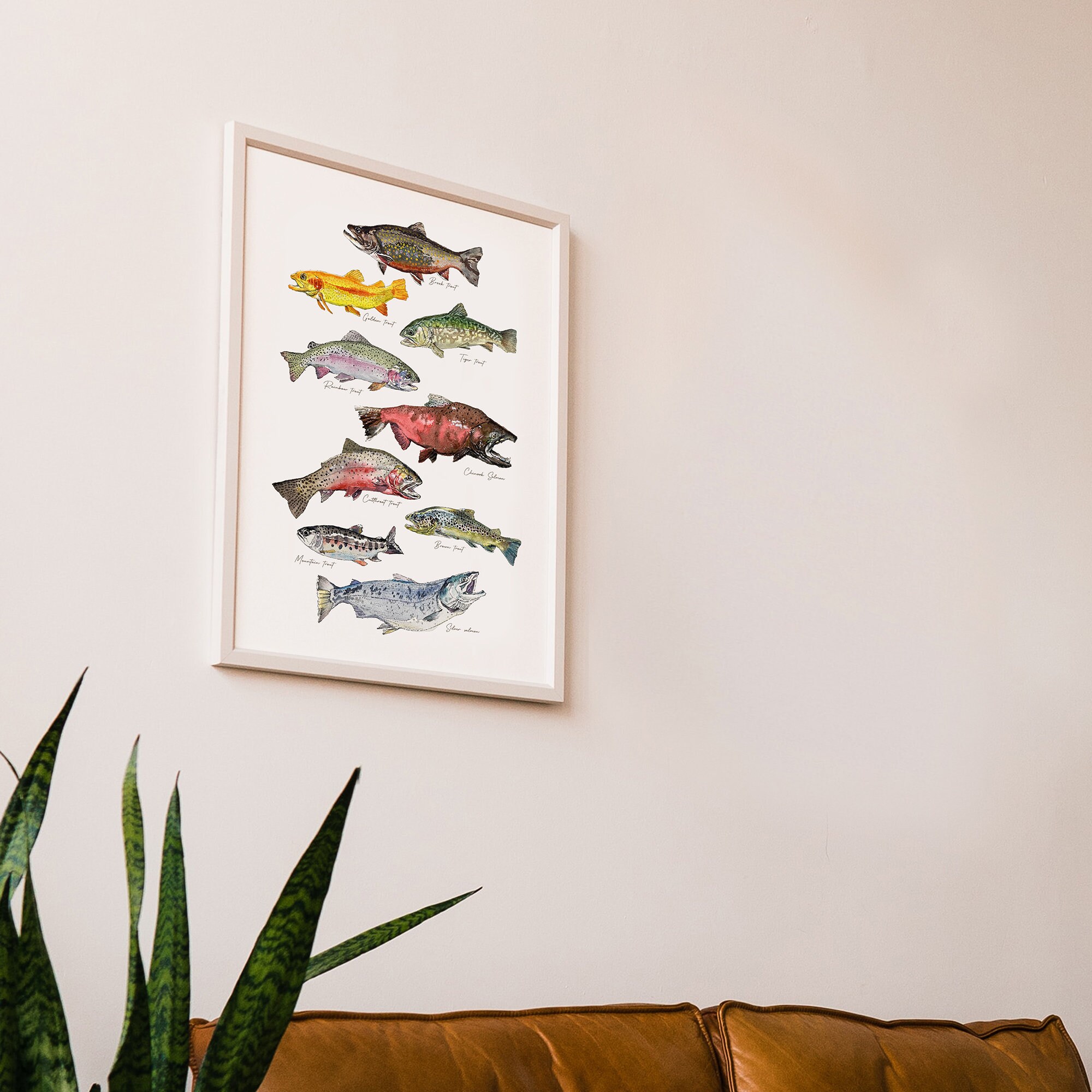 PRINTABLE Fish Watercolor Print, Trout and Salmon Poster, Fish Painting ...