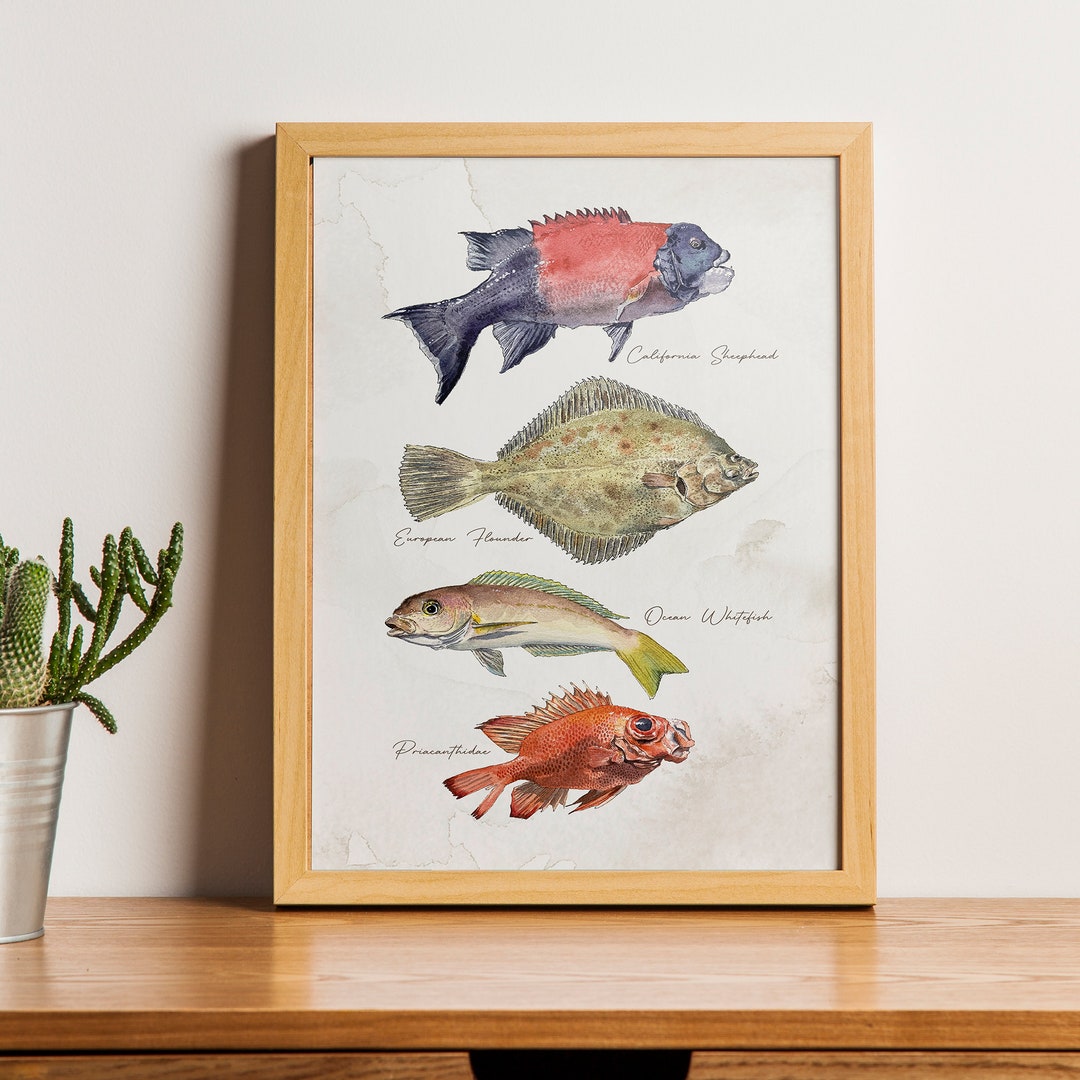 PRINTABLE Fish Watercolor Print, Handwork Painting Poster, Fish ...
