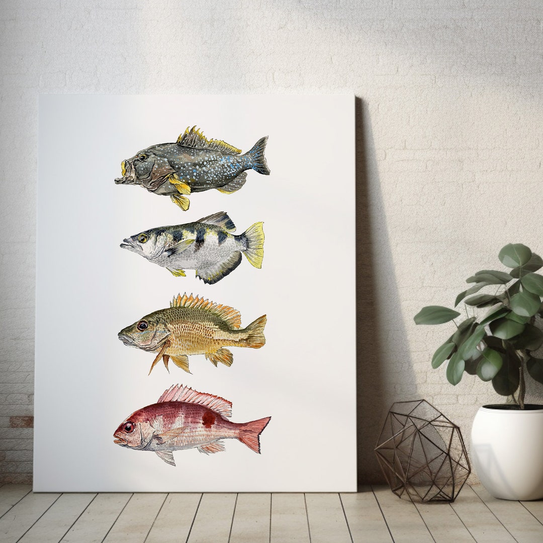 PRINTABLE Fish Watercolor Print, Handwork Painting Poster, Fish ...