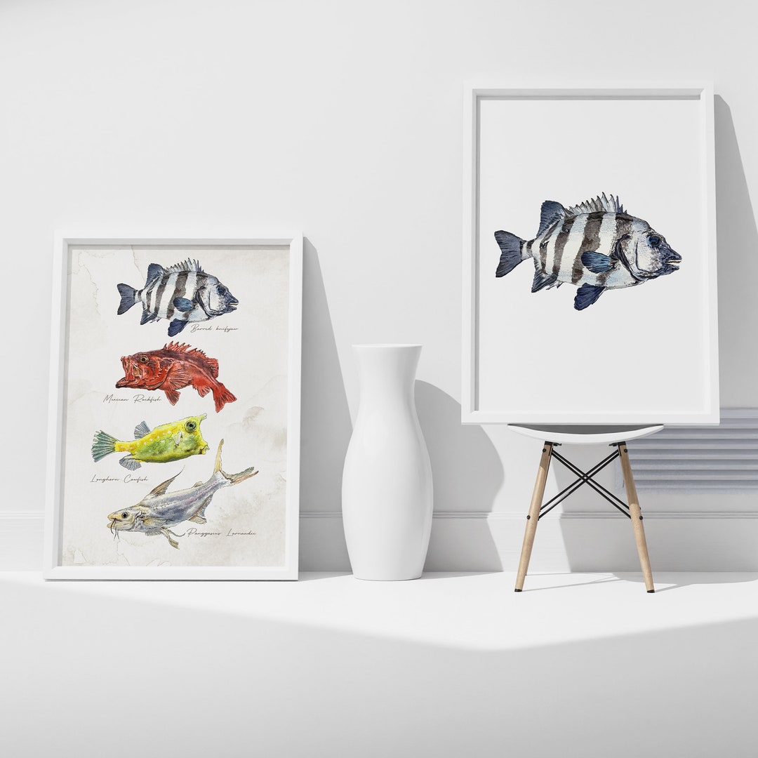 PRINTABLE Fish Watercolor Print, Handwork Painting Poster, Fish ...