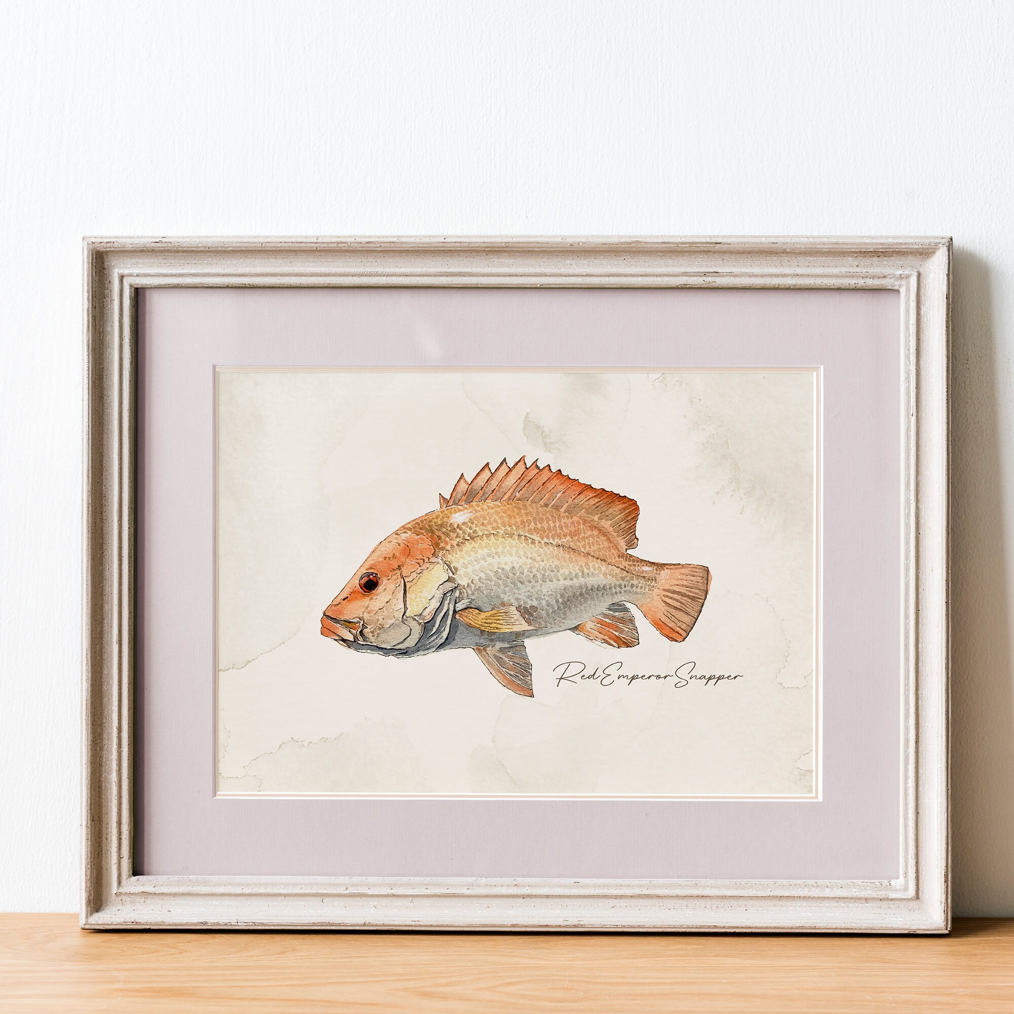 PRINTABLE Fish Watercolor Print Small Frame Only Vintage - Etsy