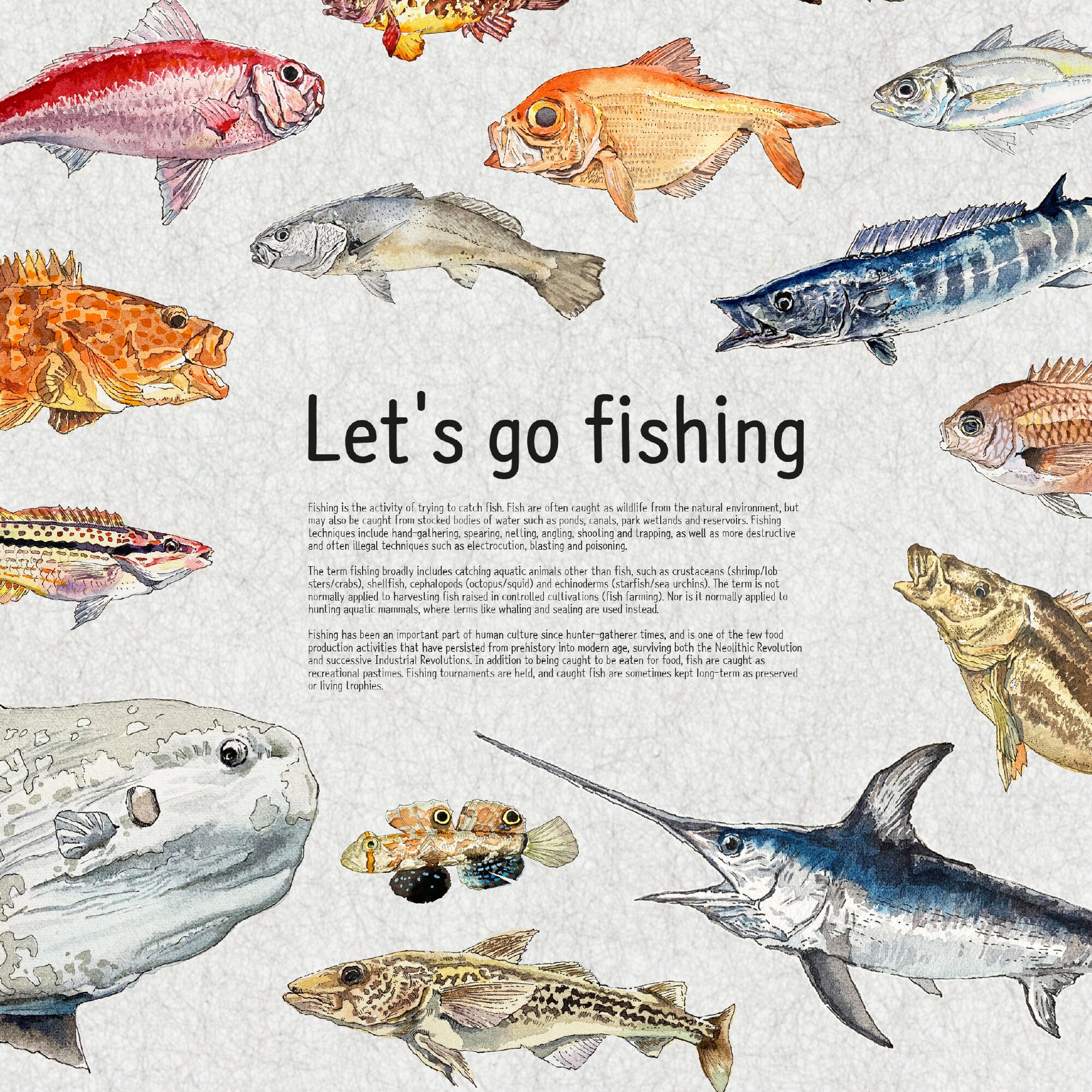 PRINTABLE Fish Watercolor Prints, Poster, Fish Painting, Fishing Angler ...