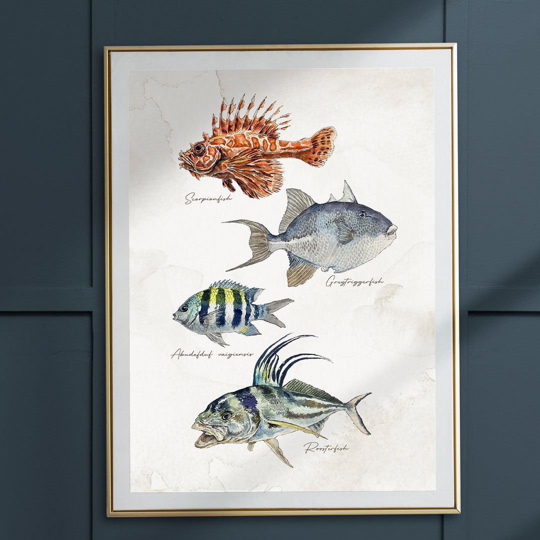 PRINTABLE Fish Watercolor Print, Handwork Painting Poster, Fish ...