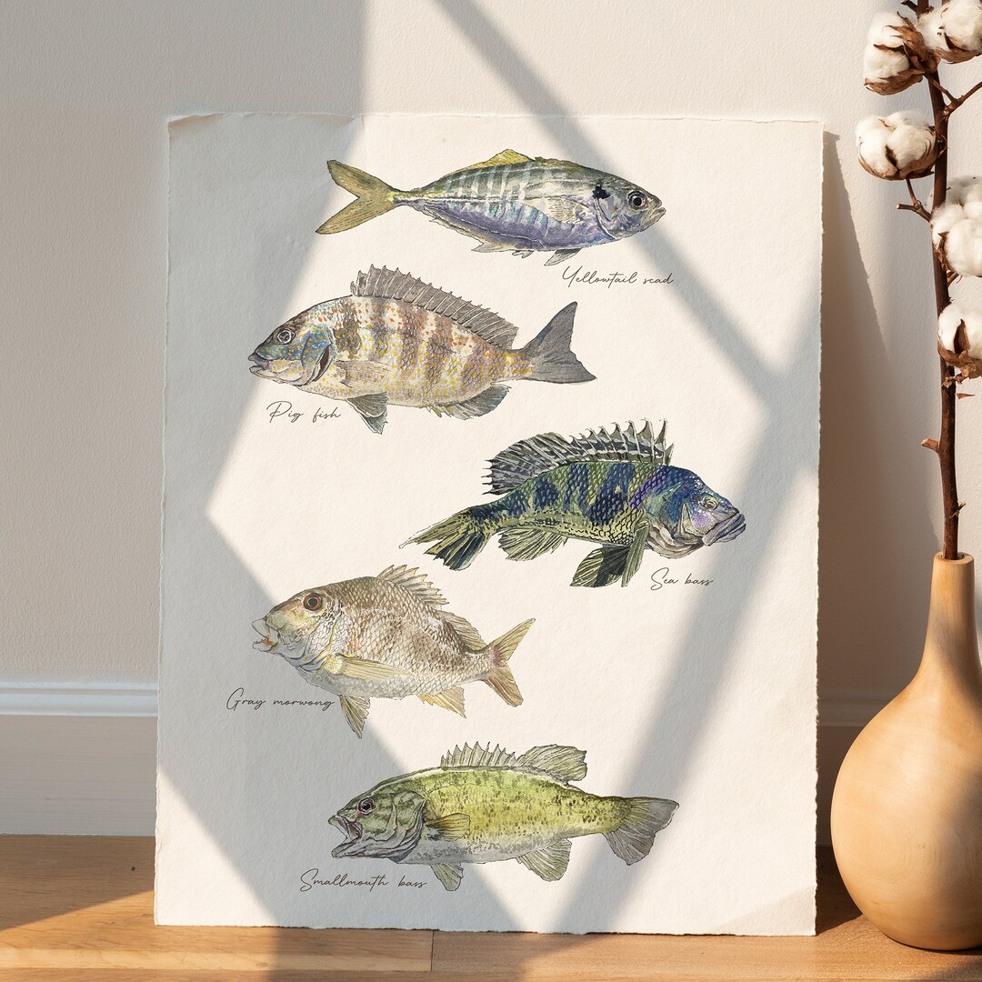 PRINTABLE Fish Watercolor Print, Handwork Painting Poster, Fish ...