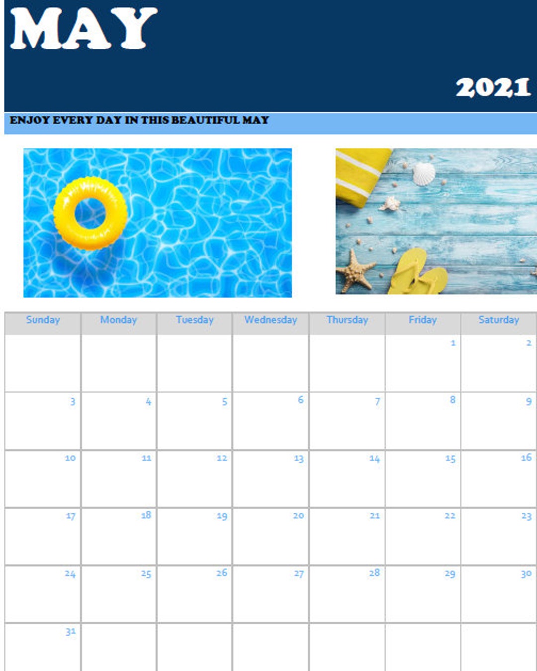 May Printable Calendar - Etsy